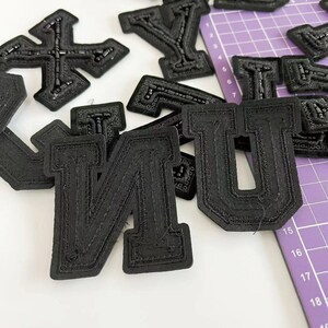 Black Letters / Number Beads Embroidered Iron on Patch Applique Diy ...