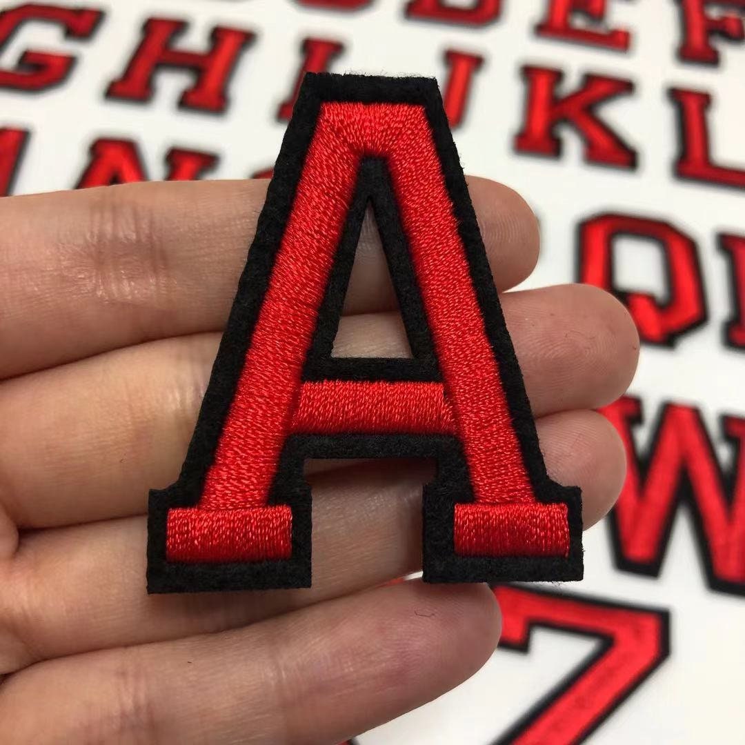 Red Letters Alphabet Embroidered Iron on Patches for Clothing Bags ...