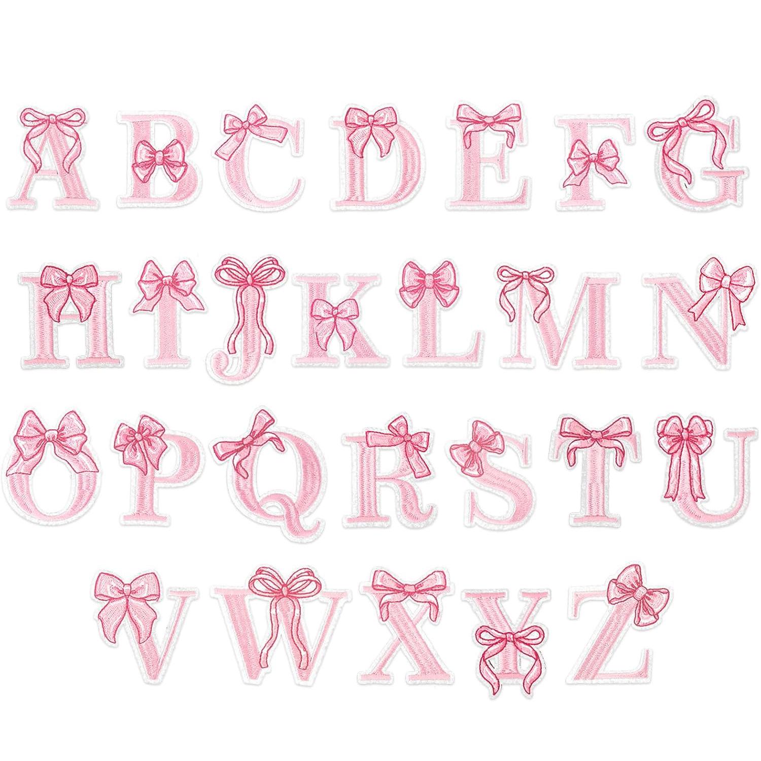 Pink Letter Embroidered Iron on Patch Diy Name Badge Bow Patches for ...