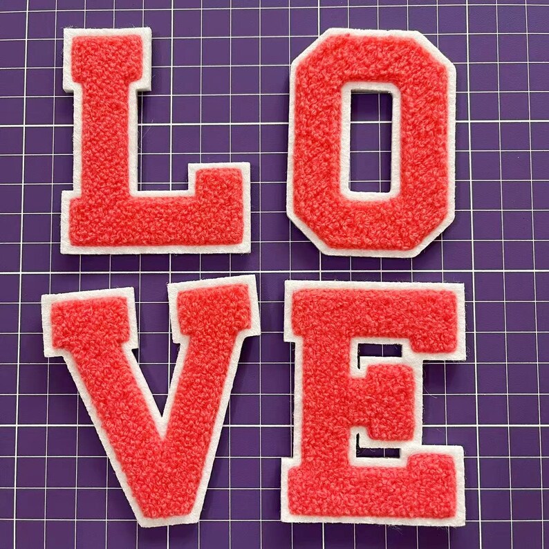 Orange Chenille Embroidered Letters Sew on Applique Patches for ...