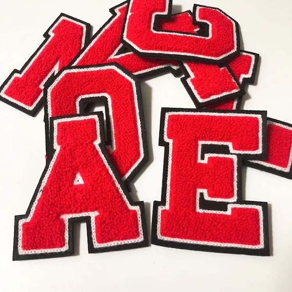 Red Chenille Embroidered Letters Sewn on Applique Patches for - Etsy