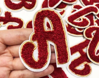 Red English Letters Alphabet Chenille Embroidered Patches for | Etsy