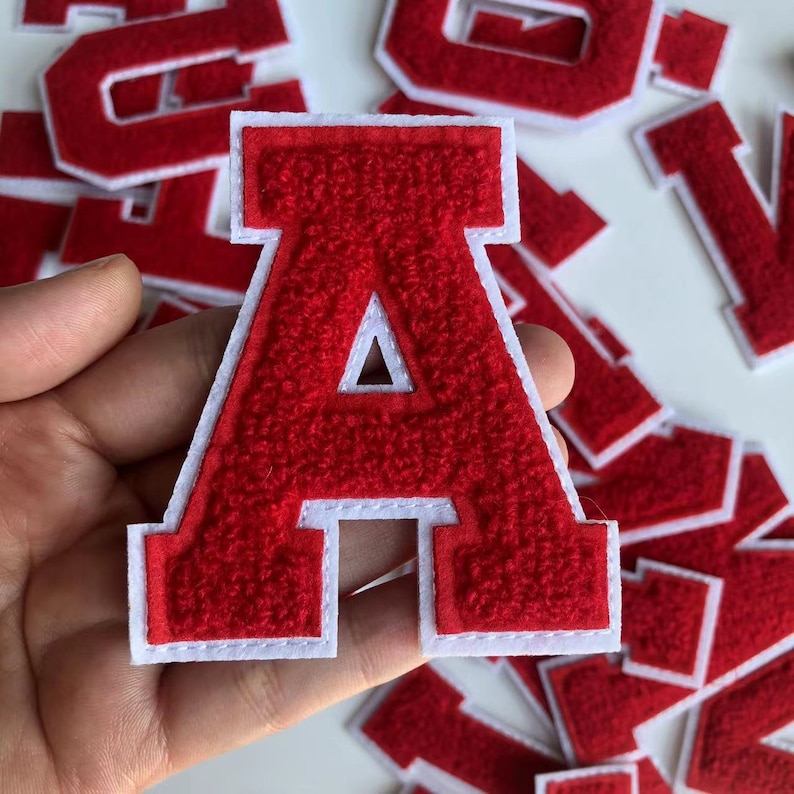 Red Letters Chenille Embroidered Iron on Patch Applique Diy Name Badge ...