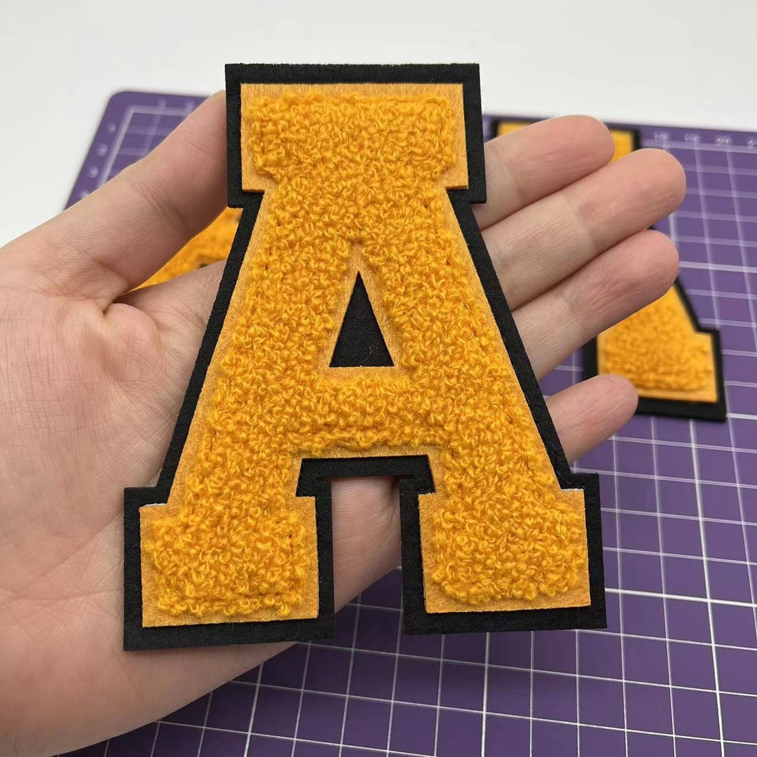 Large Yellow Letters Chenille Embroidered Iron on Patch Applique Diy ...