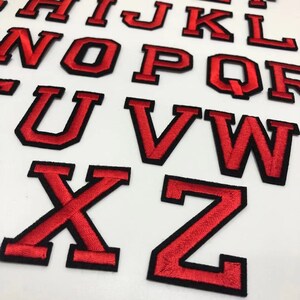 Red Letters Alphabet Embroidered Iron on Patches for Clothing Bags ...