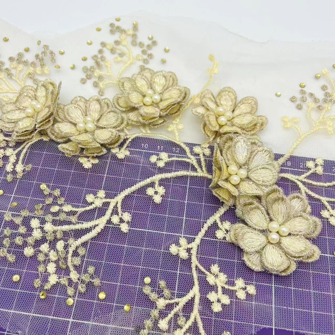 3D Flower Mesh Beads Embroidery Sew on Patch Applique for Clothing T ...