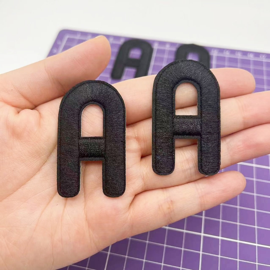 Black English Letters Alphabet Embroidered Iron on Patches for Clothing ...
