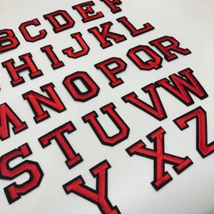Red Letters Alphabet Embroidered Iron on Patches for Clothing Bags ...