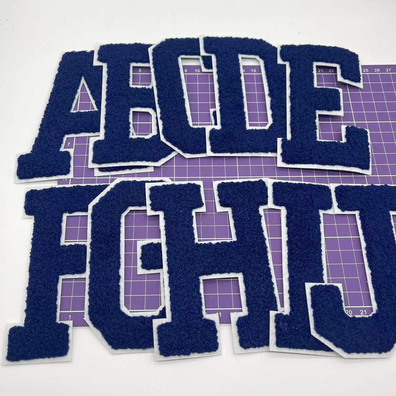 Large Dark Blue Letters Chenille Embroidered Iron on Patch Applique Diy ...