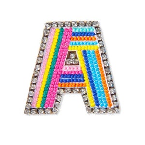 New Colorful Letters Embroidered Patch Alphabet Brooch Crystal - Etsy