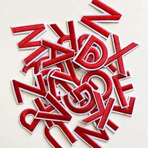 Red Letters Sew on Patch Alphabet Embroidered Applique Iron on Sew on ...