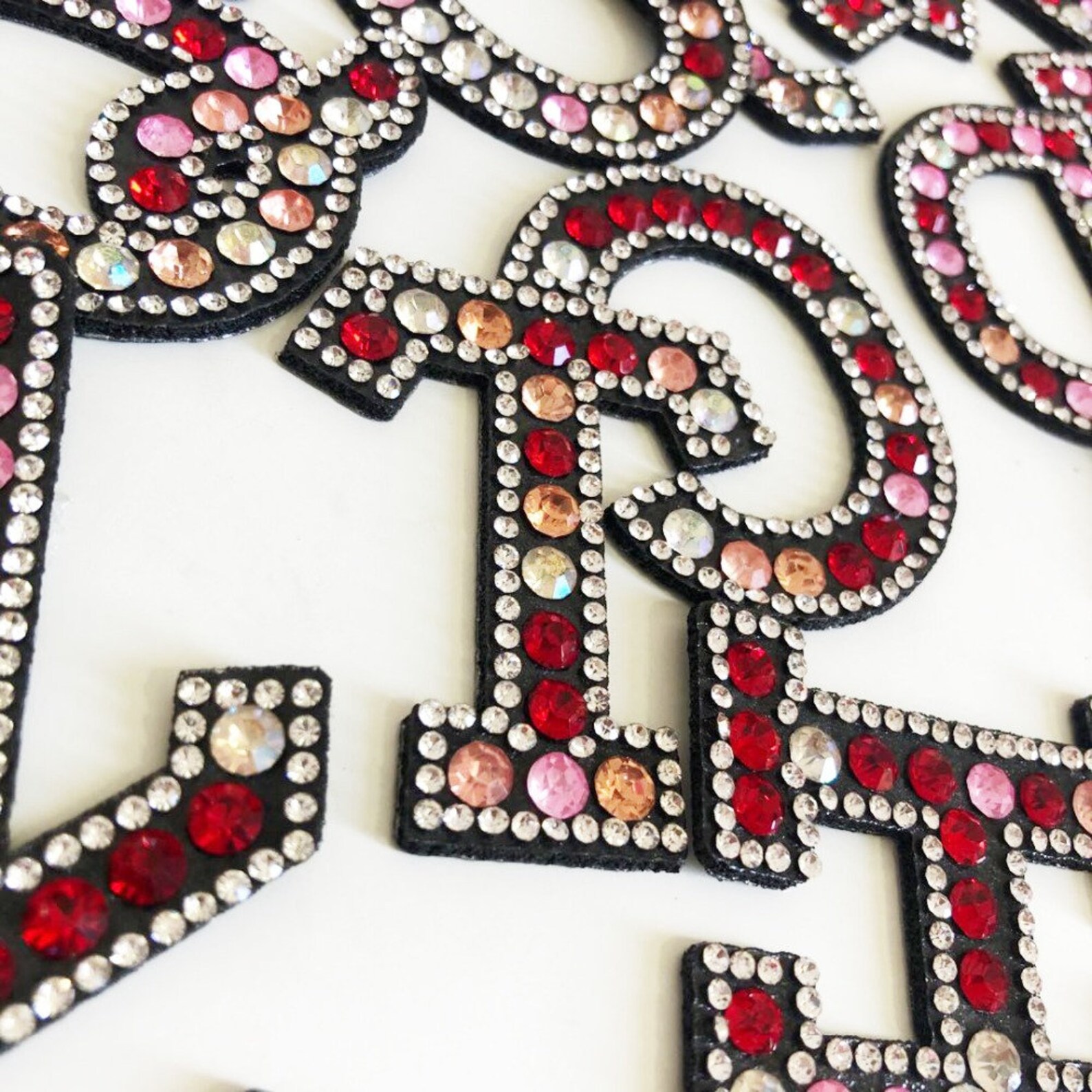 Red English Letters Beaded Patches for Kids Clothes Bags Iron on Lace ...
