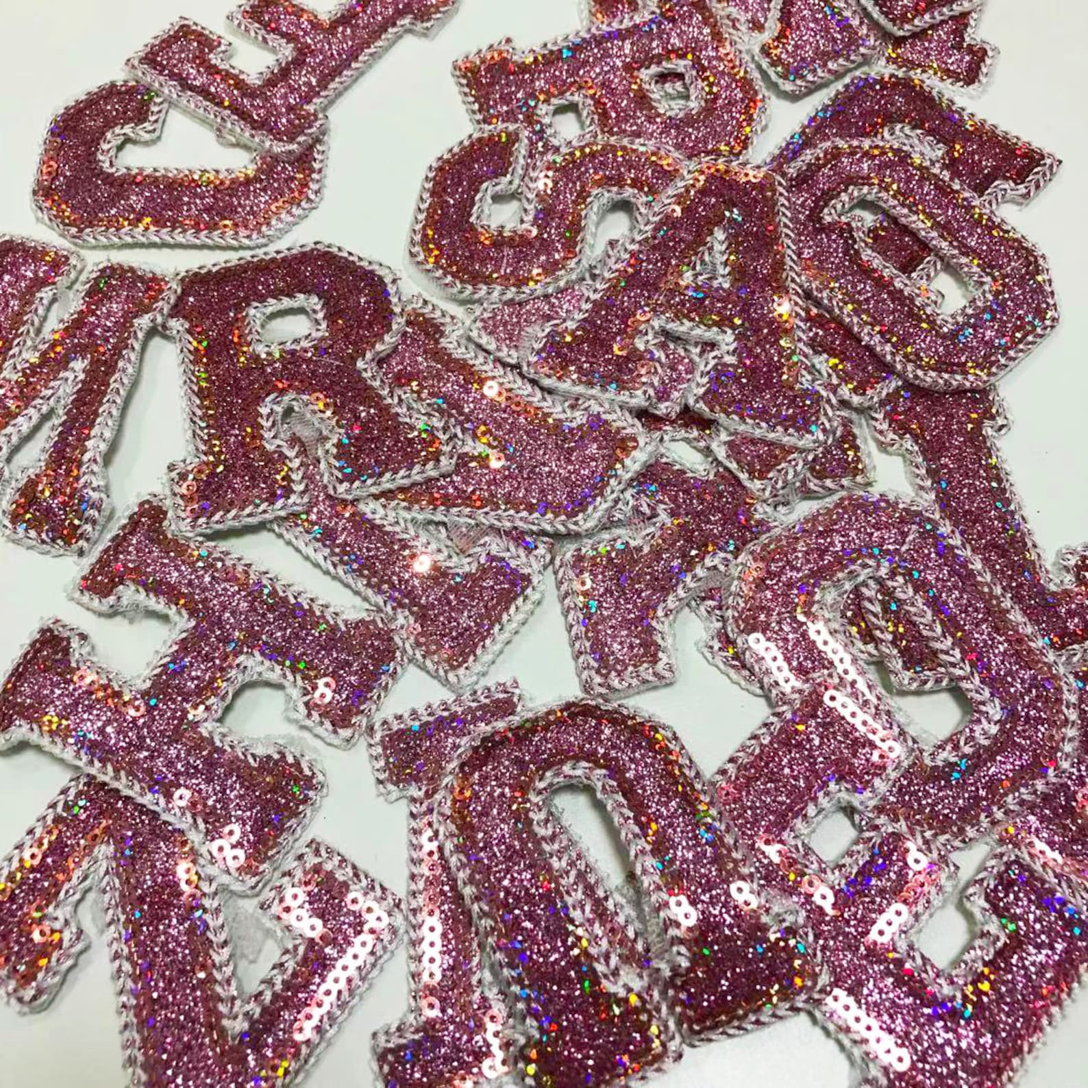 Pink Sequins Letter Alphabet Patch for Clothes Iron on Garment ...