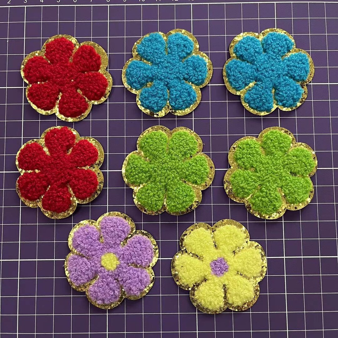 New Flower Chenille Embroidered Iron on Patch Applique Diy Badge ...