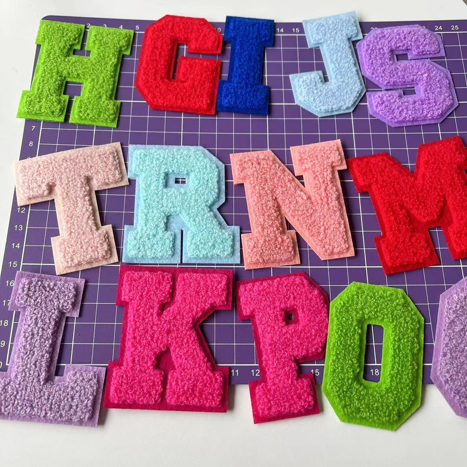 New Color Letters Chenille Embroidered Letters Applique Patch for T ...