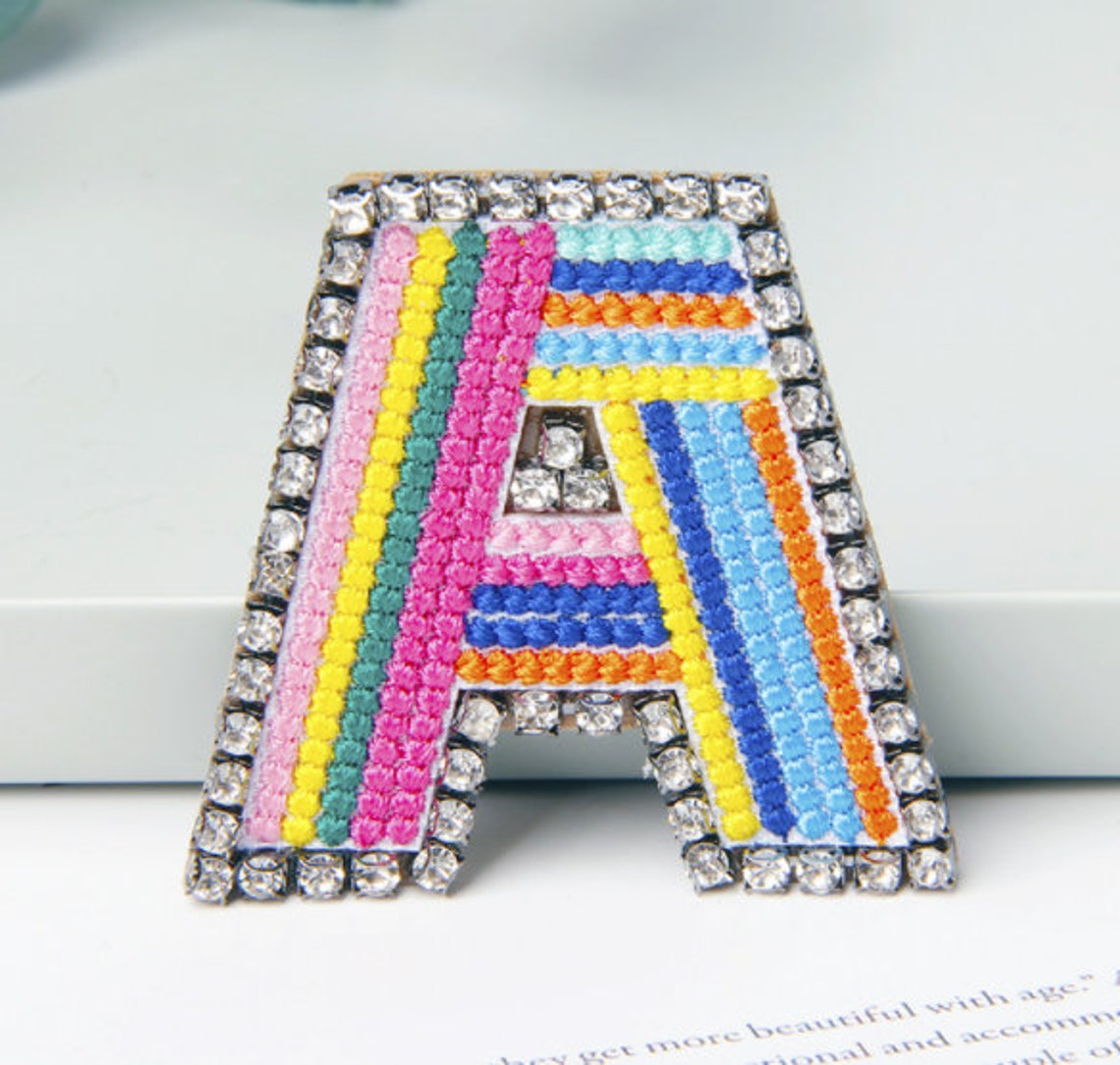 New Colorful Letters Embroidered Patch Alphabet Brooch Crystal - Etsy