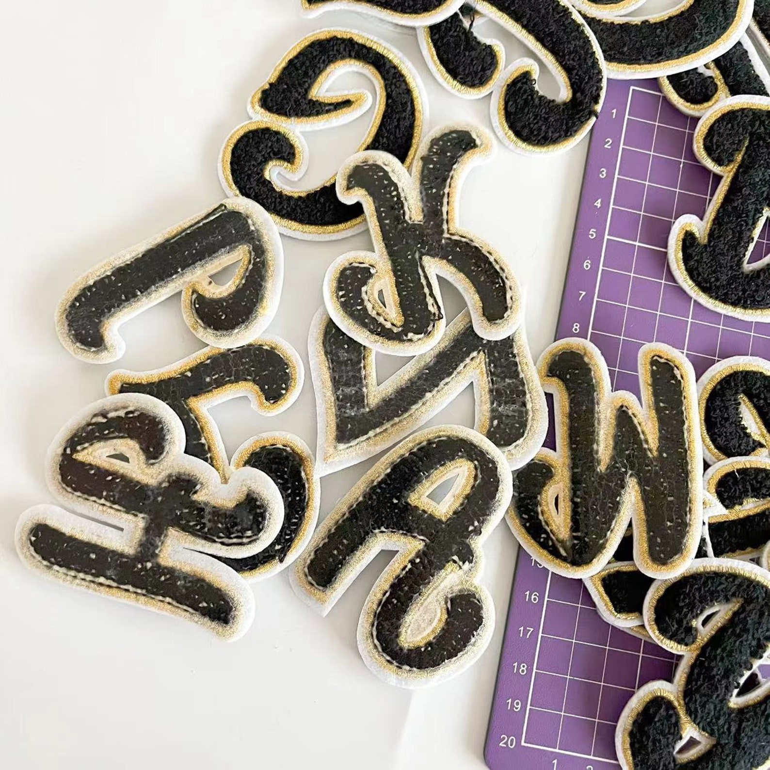 Black English Letters Patch Alphabet Chenille Embroidered Patches for ...