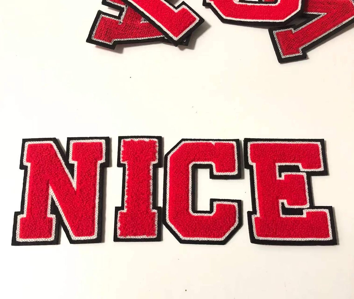Red Chenille Embroidered Letters Sewn on Applique Patches for - Etsy
