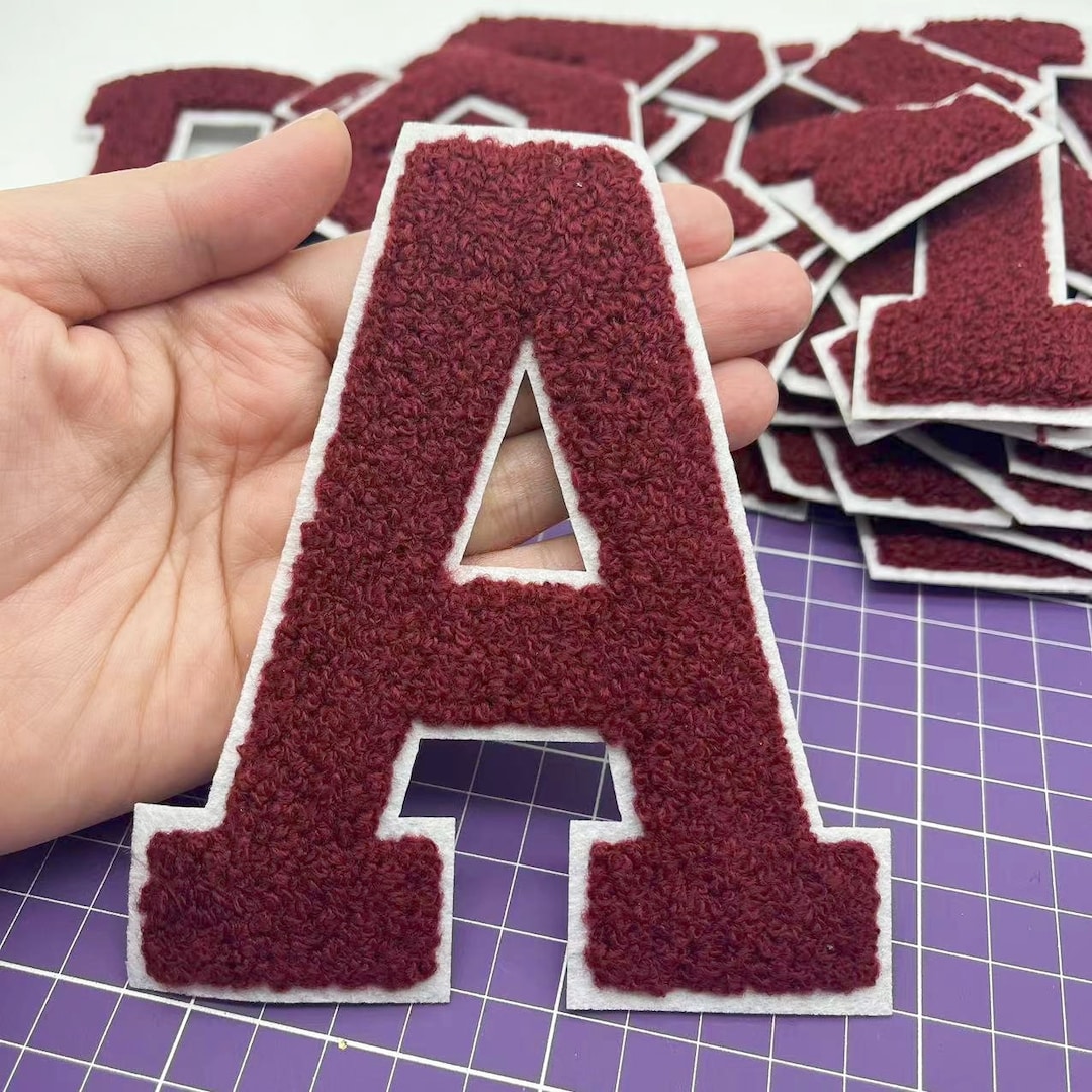 Large Dark Red Letters Chenille Embroidered Iron on Patch Applique Diy ...