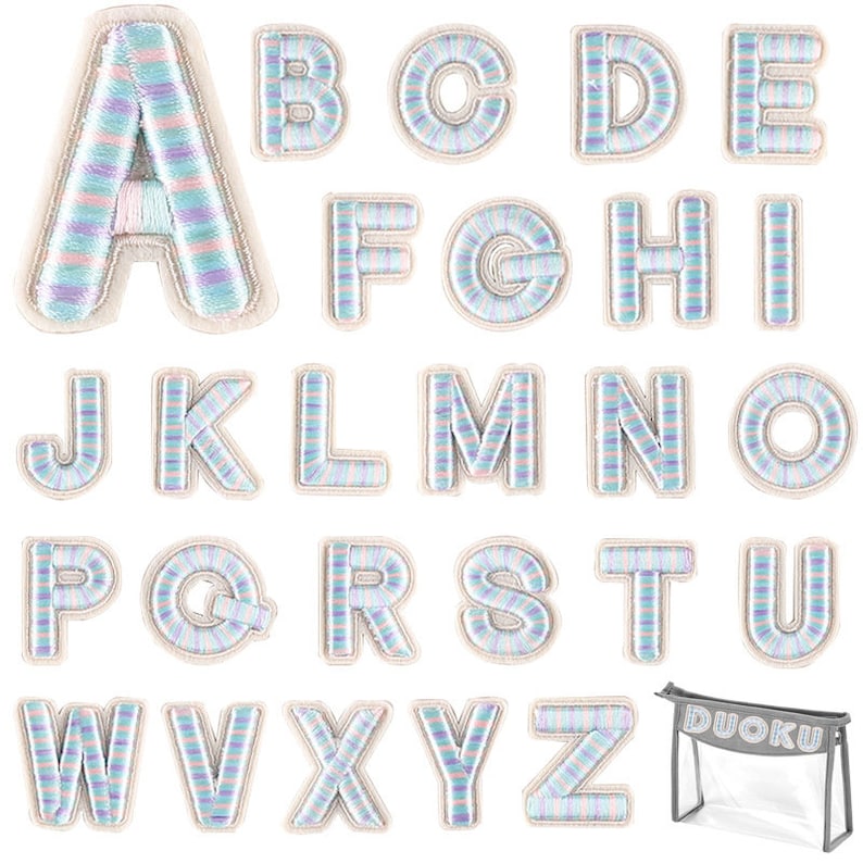 3D Blue Letter Alphabet Embroidery Patches Diy Sew or Iron on Patches ...