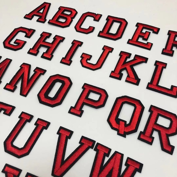 Red Letters Alphabet Embroidered Iron on Patches for Clothing | Etsy