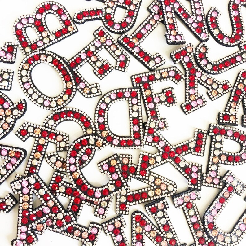 Red English Letters Beaded Patches for Kids Clothes Bags Iron on Lace ...