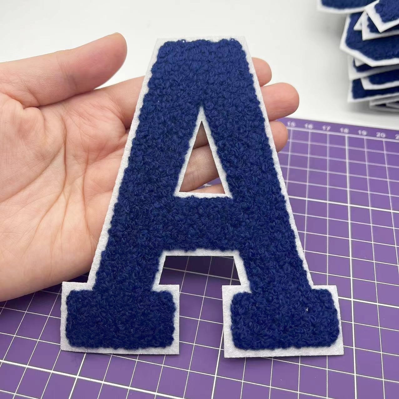 Large Dark Blue Letters Chenille Embroidered Iron on Patch Applique Diy ...