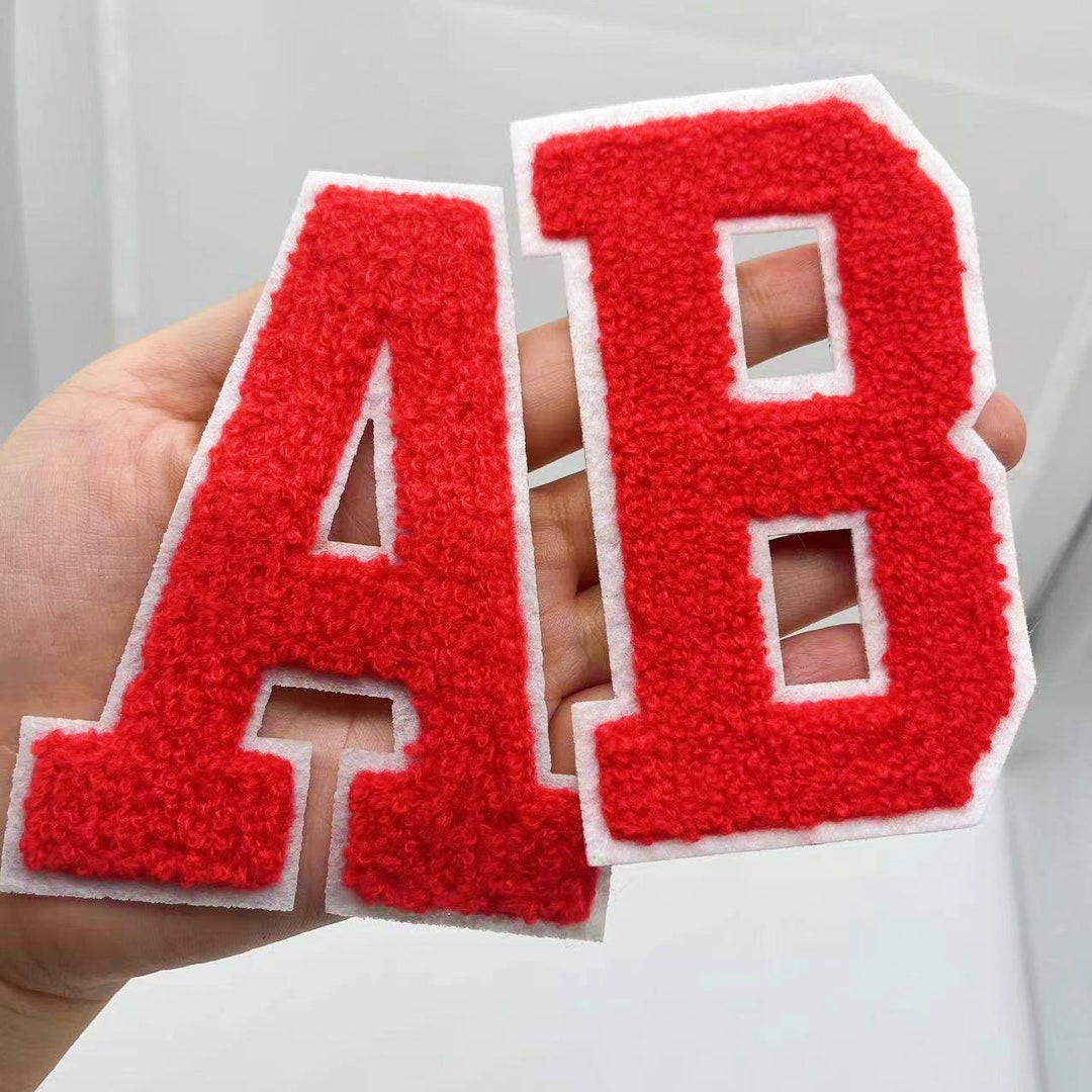 Large Red Letters Chenille Embroidered Iron on Patch Applique Diy Name ...
