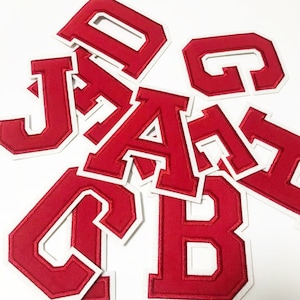 Large Red Letters Alphabet Embroidered Iron on Patches for Clothing ...