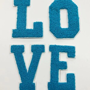 Large Blue Letters Chenille Embroidered Iron on Patch Applique Diy Name ...