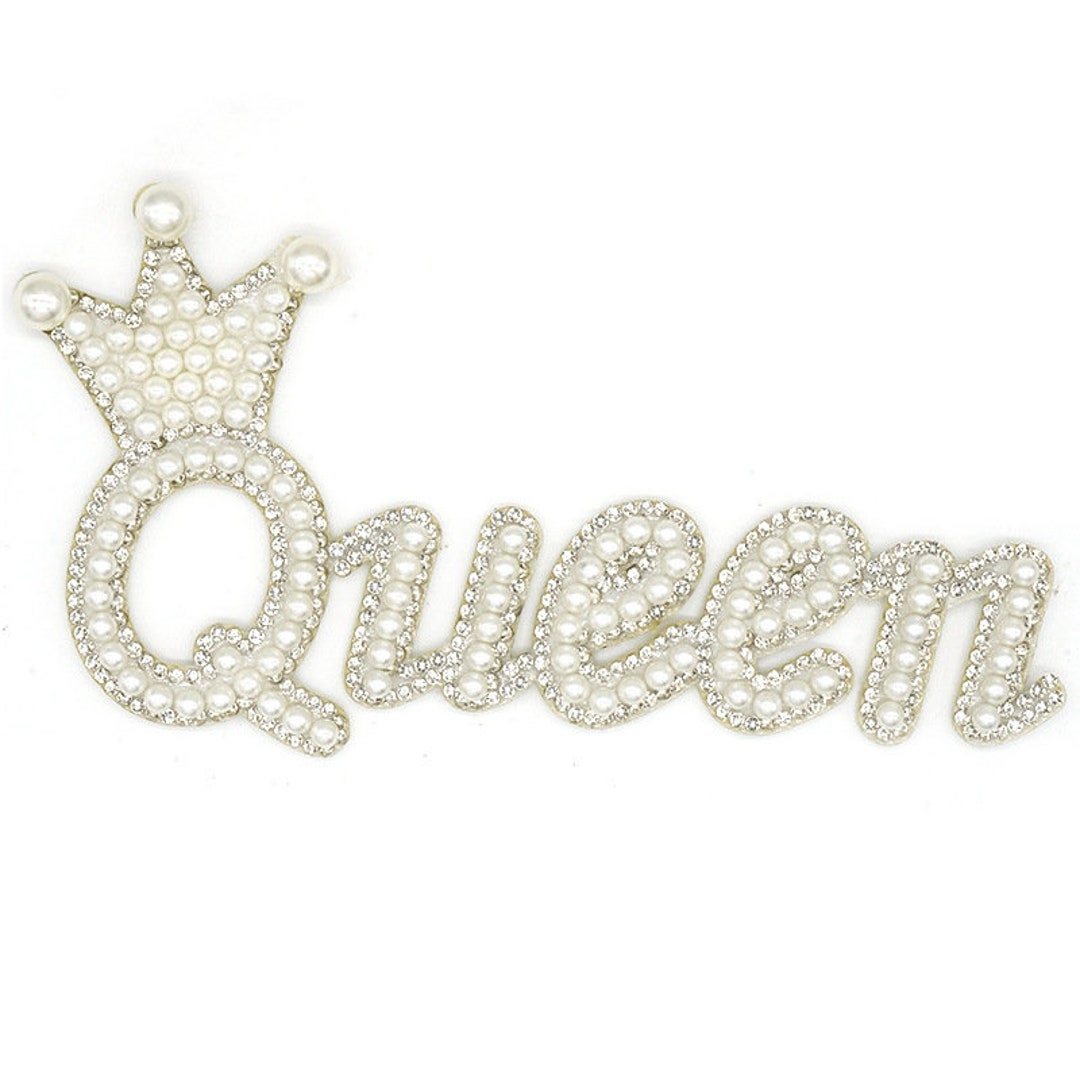 Letter QUEEN Pearl Embroidered Patch Applique DIY Rhinestone - Etsy