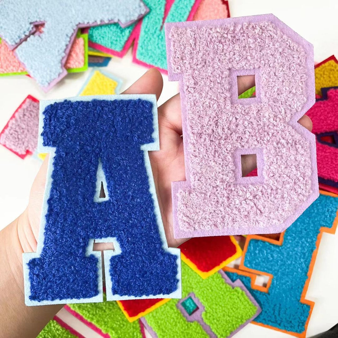 Large Color Letters Chenille Embroidered Letters Iron on Applique Patch ...