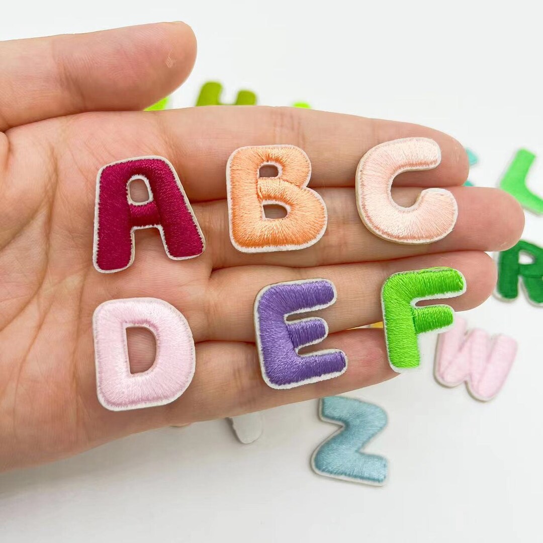 Colourful Letters Embroidered Stick on Patch Applique Diy Name Alphabet ...