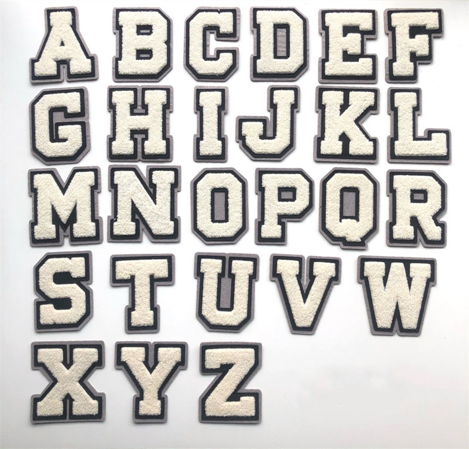 White Chenille Embroidered Letters Sewn on Applique Patches - Etsy