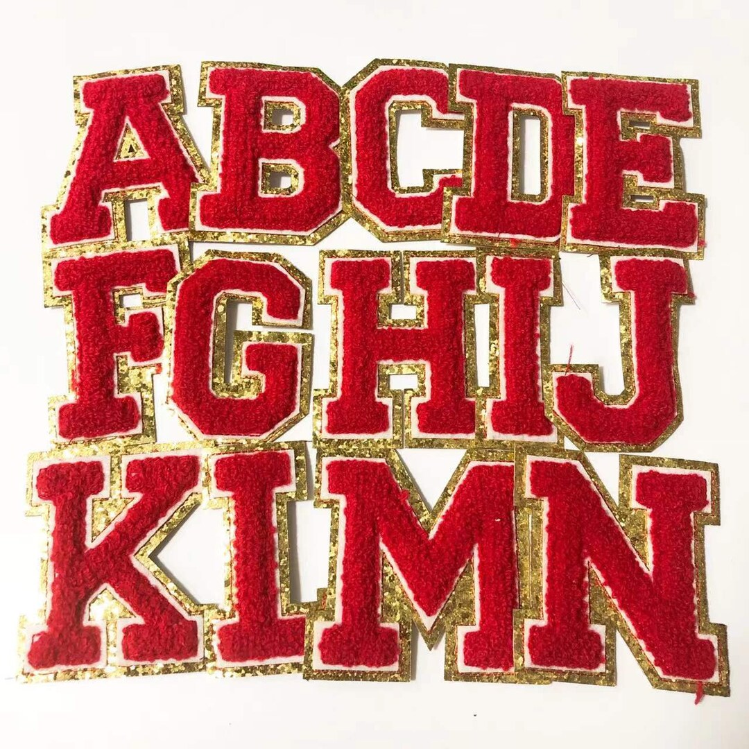 Red Letters Chenille Embroidered Iron on Patch Applique Diy Name Badge ...