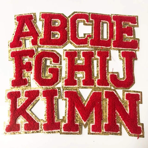 Red English Letters Alphabet Chenille Embroidered Patches for - Etsy