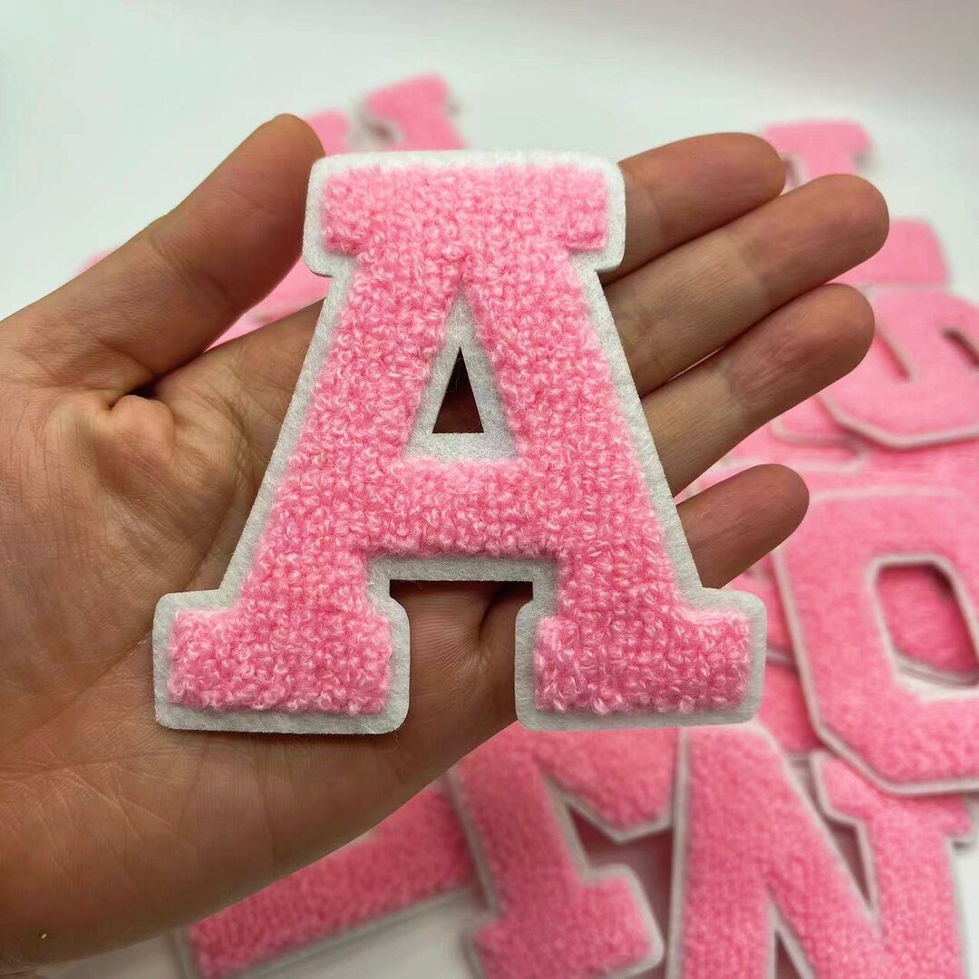 Pink Letters Chenille Embroidered Iron on Patch Applique Diy Name Badge ...