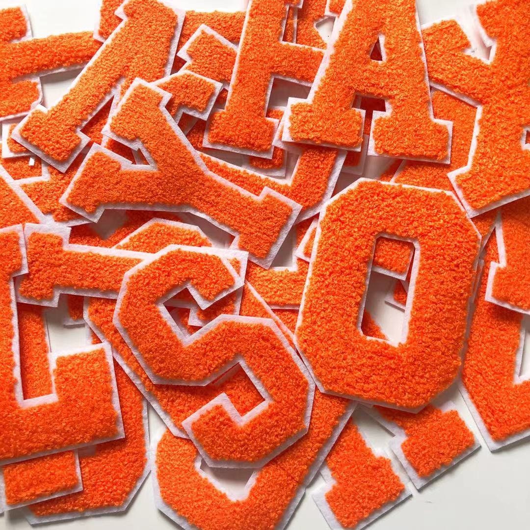 Orange Chenille Embroidered Letters Iron on Patch Applique Diy Name ...