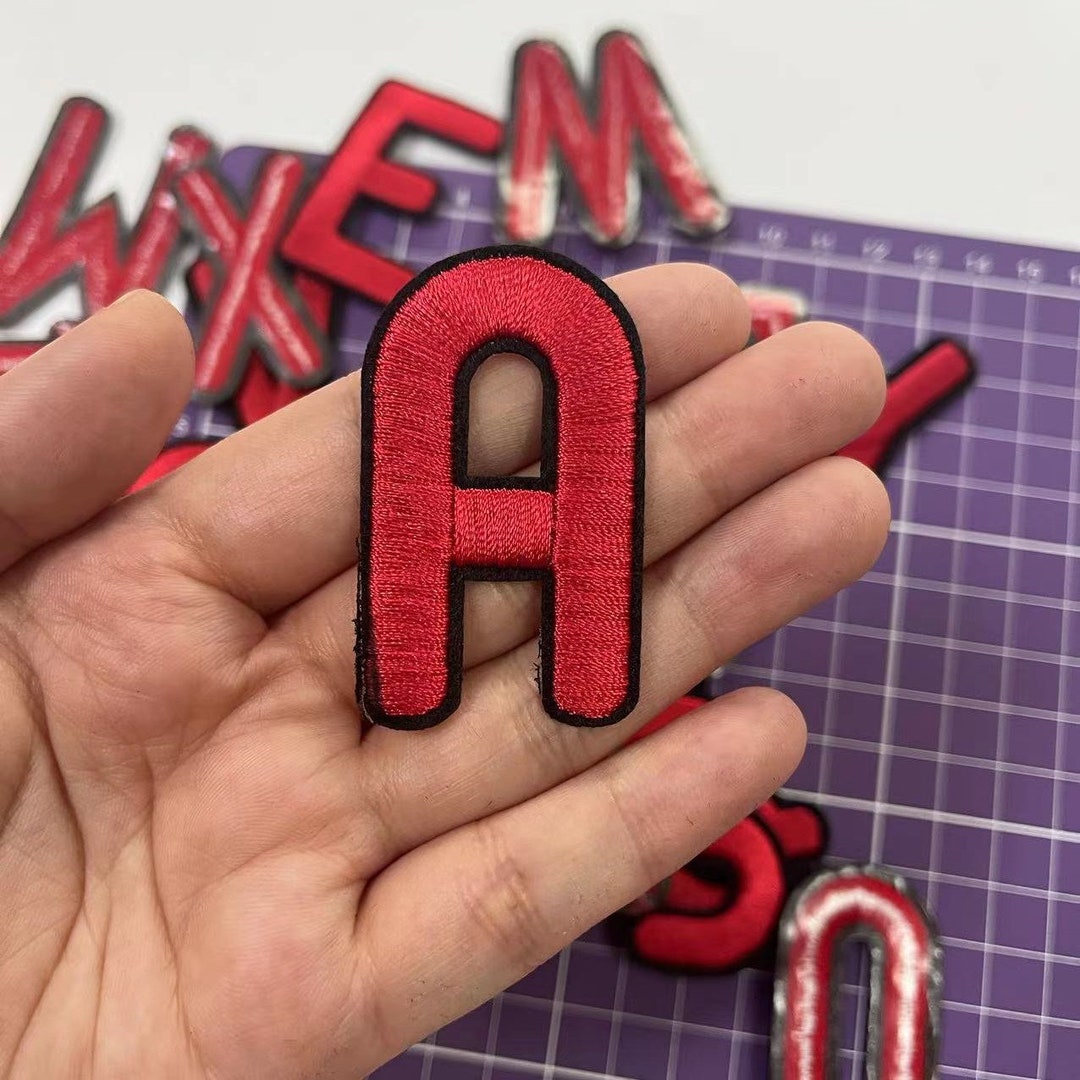 Red Embroidered Letters Iron on Patch Alphabet Applique Diy Name ...