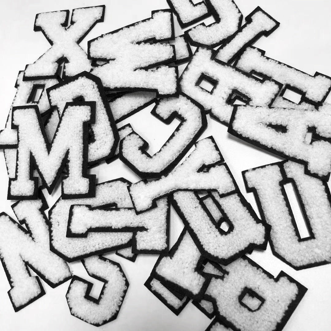 White English Letters Alphabet Chenille Embroidered Patches | Etsy