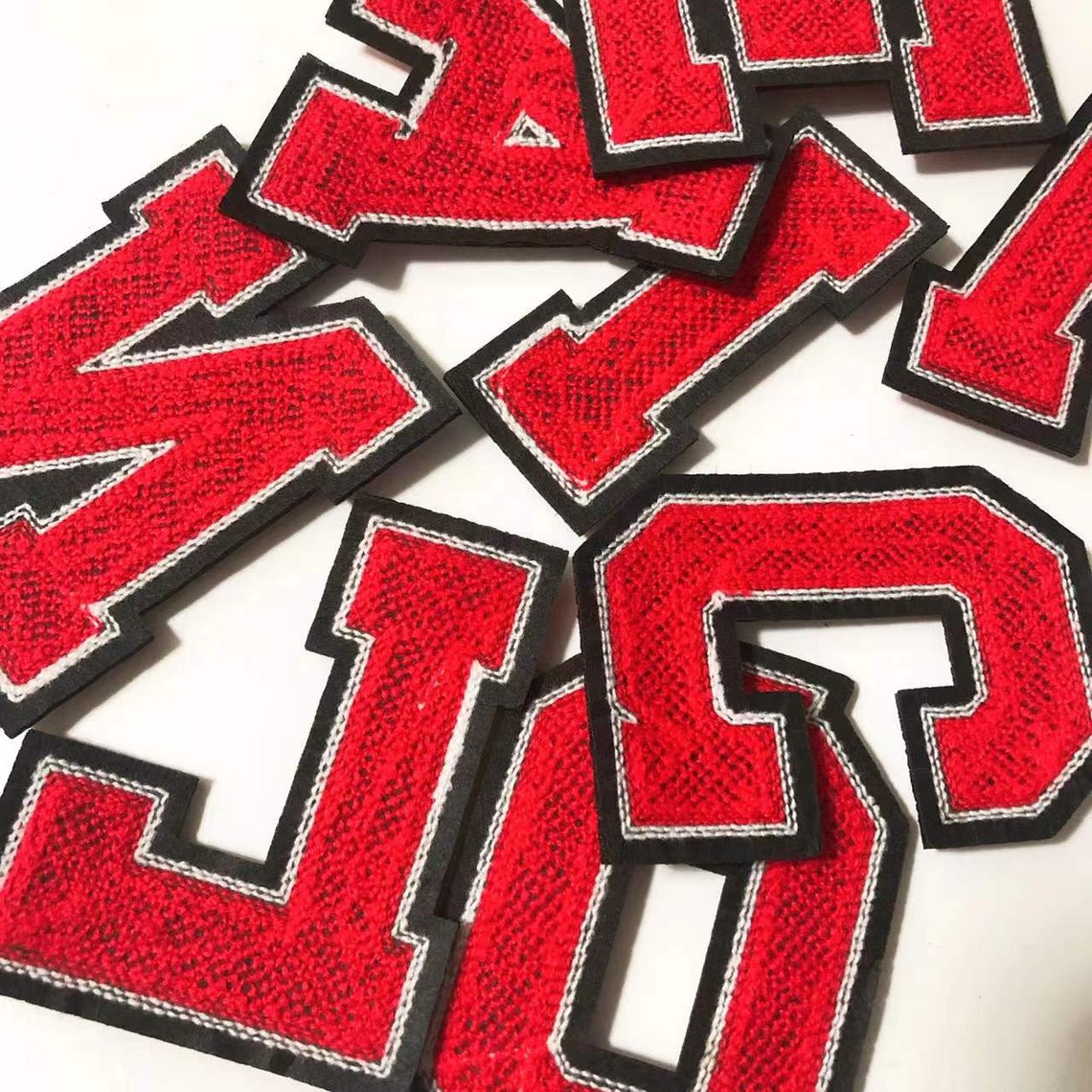 Red Chenille Embroidered Letters Sewn on Applique Patches for - Etsy