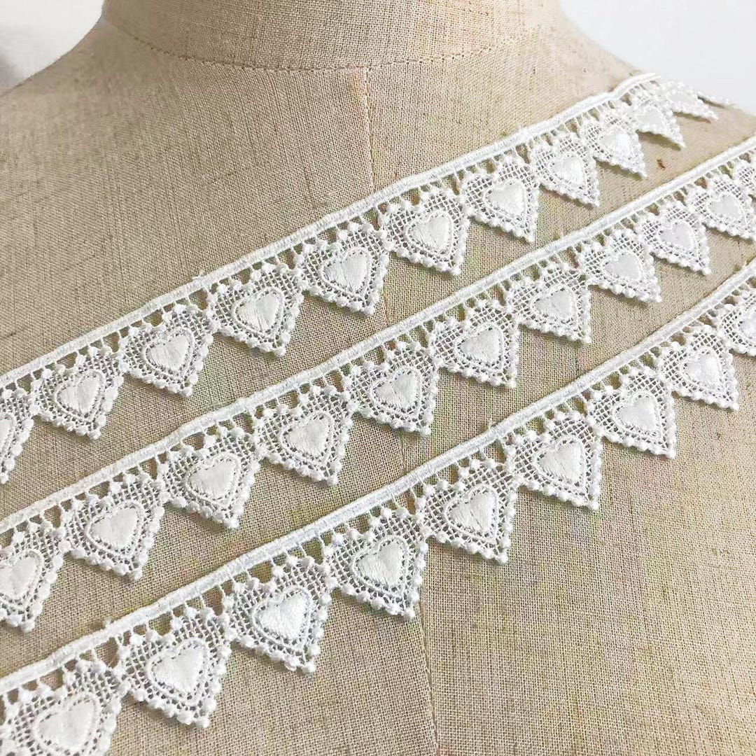 White Heart Embroidery Venice Lace Trim Diy Lace Trim for Clothing ...