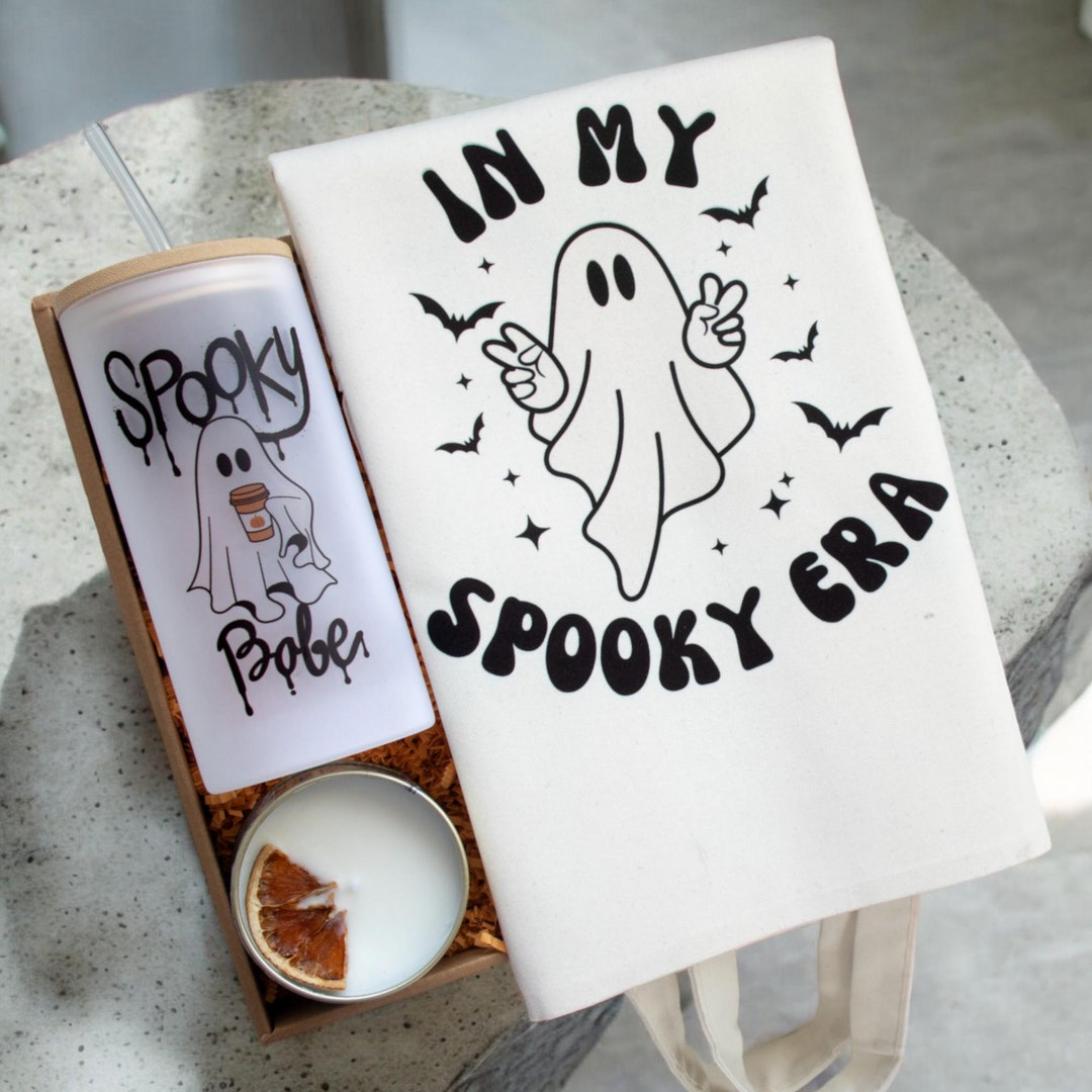 Halloween Gift Box With Unique Spooky Tumbler & Ghost Tote Bag, Gift ...