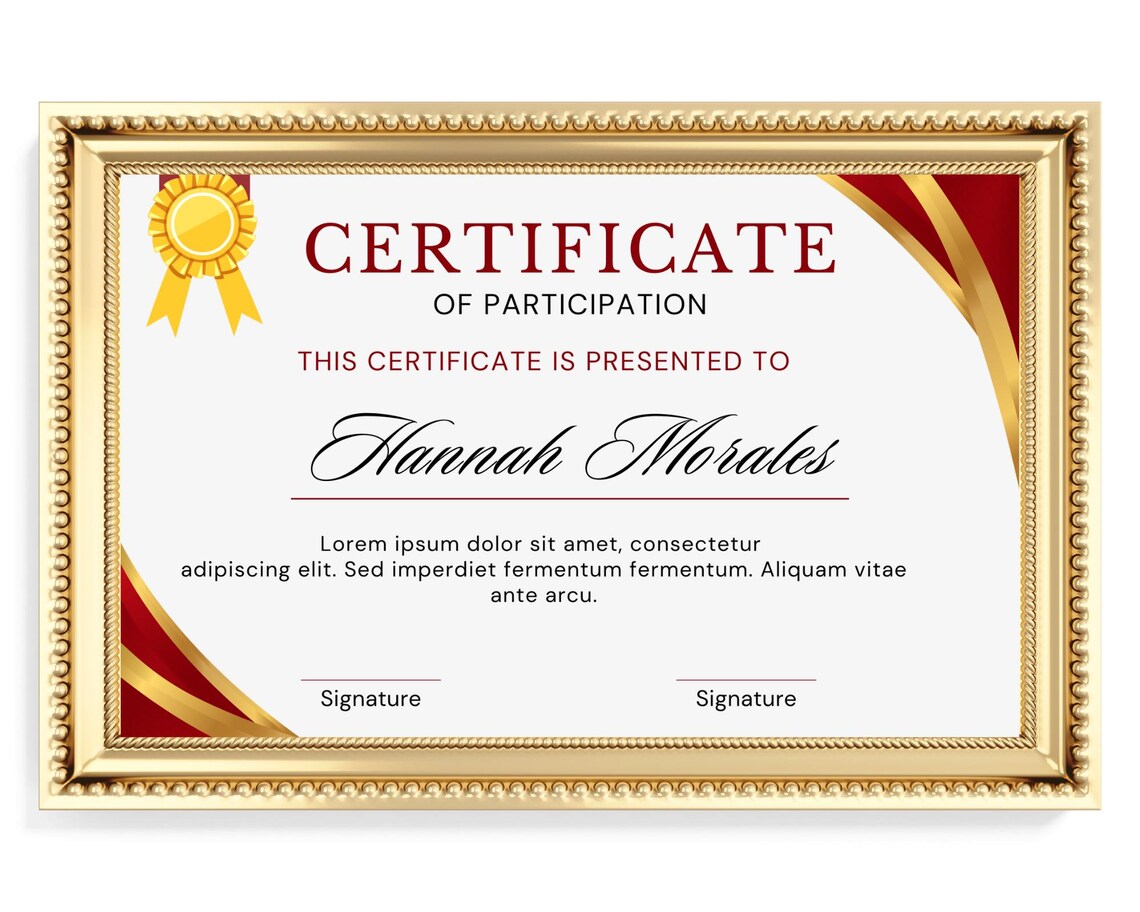 Editable Participation Award Certificate, Certificate of Participation ...