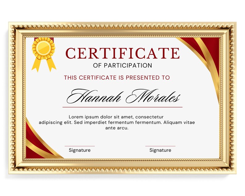 Editable Participation Award Certificate, Certificate of Participation ...