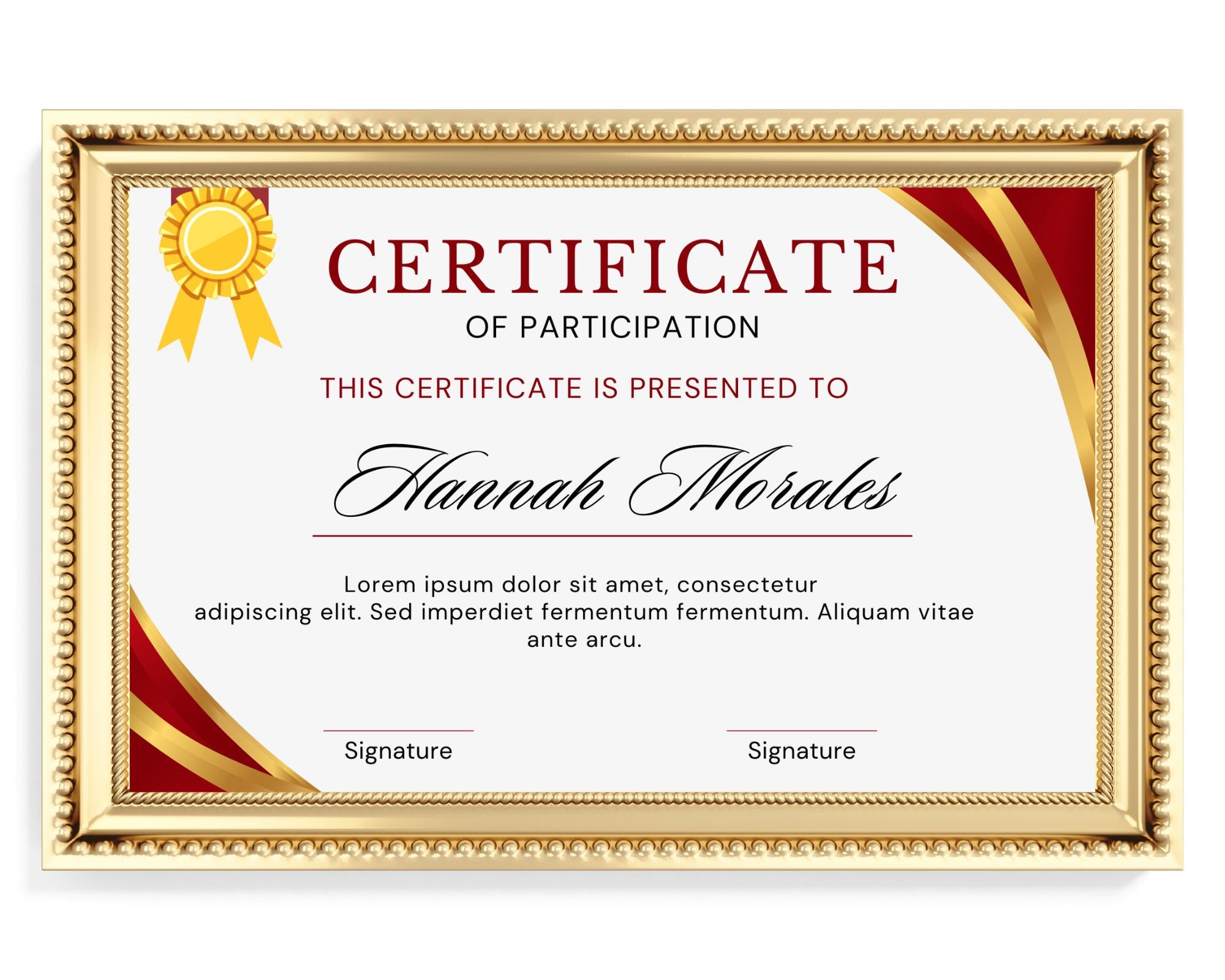 Editable Participation Award Certificate, Certificate of Participation ...