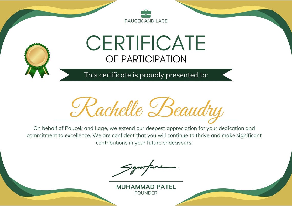 Editable Participation Award Certificate, Certificate of Participation ...