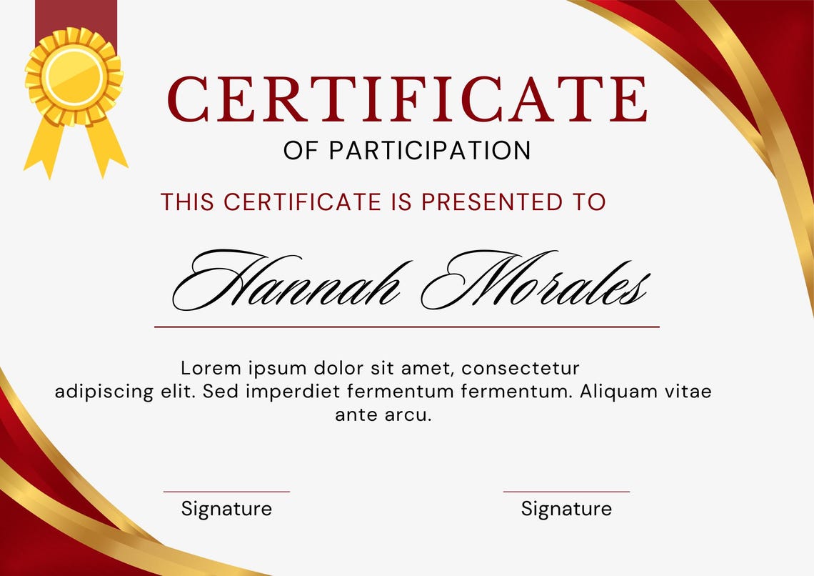 Editable Participation Award Certificate, Certificate of Participation ...