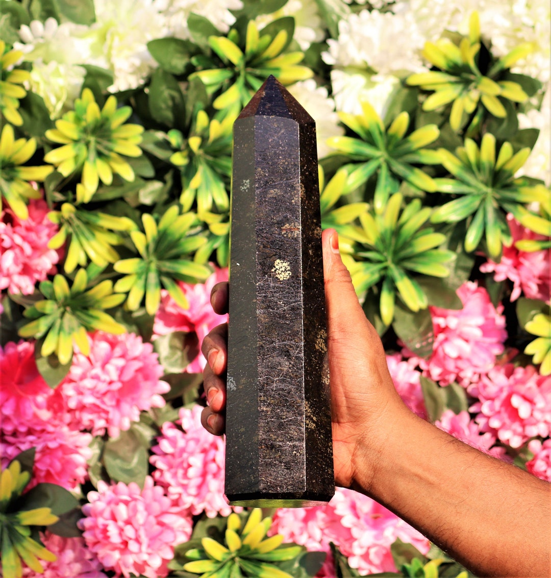 270MM Black Coppernite Protection Crystal , Energetic Protection Stone ...