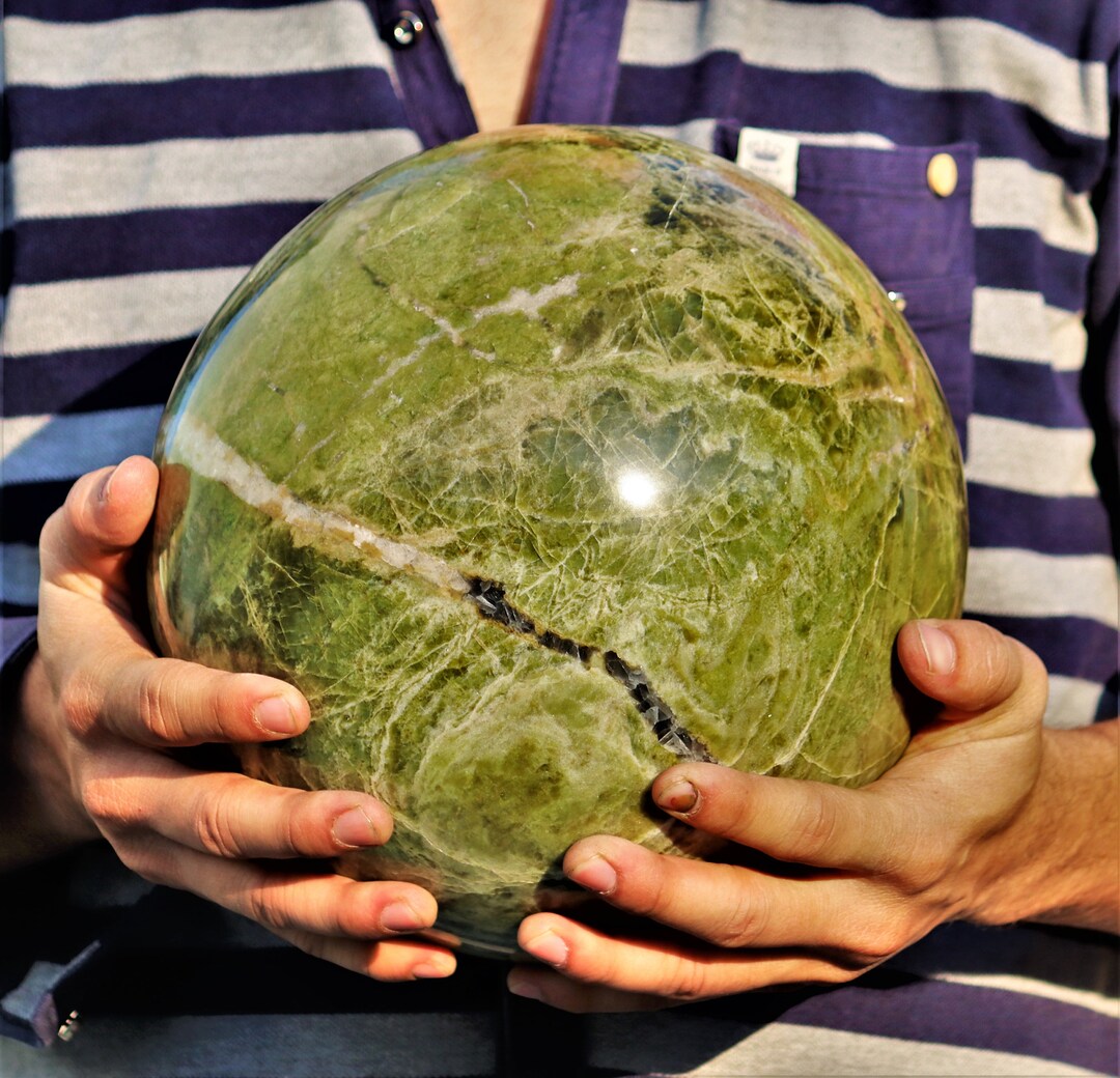 Large 9-inch Green Vesuvianite Ball Natural Metaphysical Stone for ...